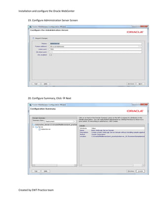Installation and configure the oracle webcenter | PDF