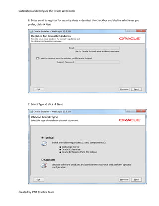 Installation and configure the oracle webcenter | PDF