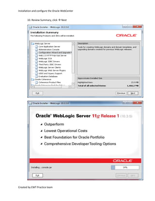 Installation and configure the oracle webcenter | PDF