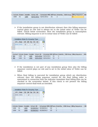SAP ISU : Installation Groups - Billing Sequence Control | PDF