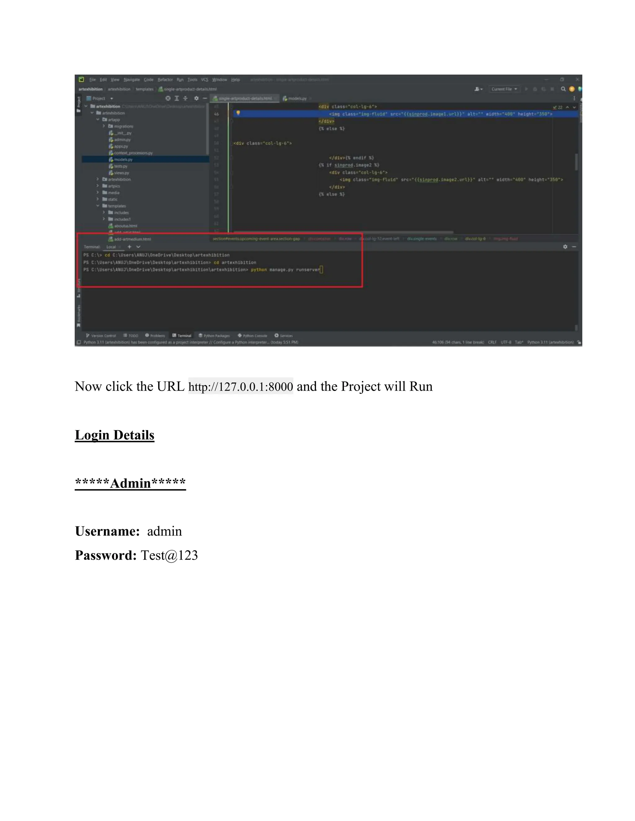 Installation guide for art gallery project | DOCX