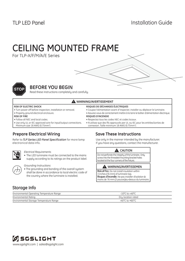 LED panel Installation guide ceiling mount frame | PDF