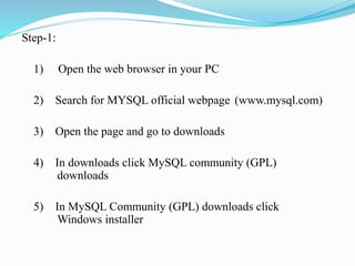 Installation guide for mysql in windows | PPTX