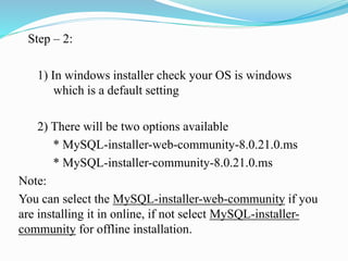 Installation guide for mysql in windows | PPTX
