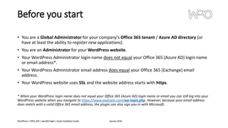 WordPress + Office 365 | Quick Installation Guide v9.6 | PPT