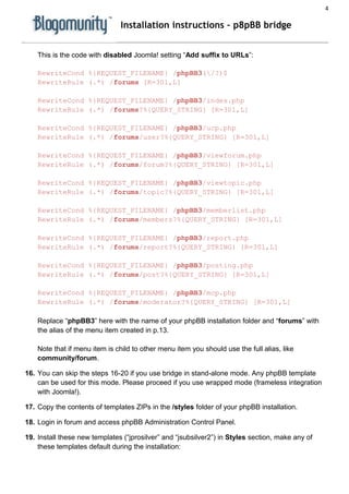 Installation instructions p8p bb bridge | PDF