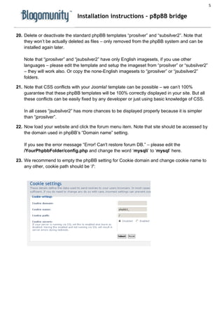 Installation instructions p8p bb bridge | PDF