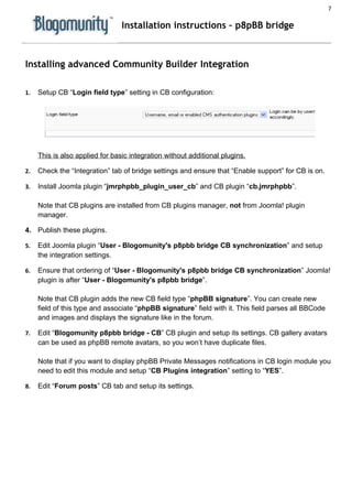 Installation instructions p8p bb bridge | PDF