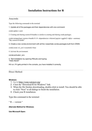 Installation instructions for R | PDF