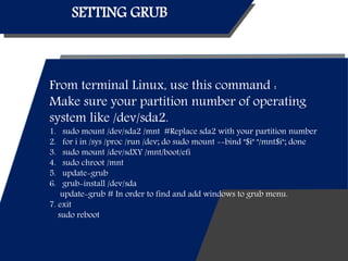 Installation linux alongside windows | PPTX | Computing | Technology & Computing