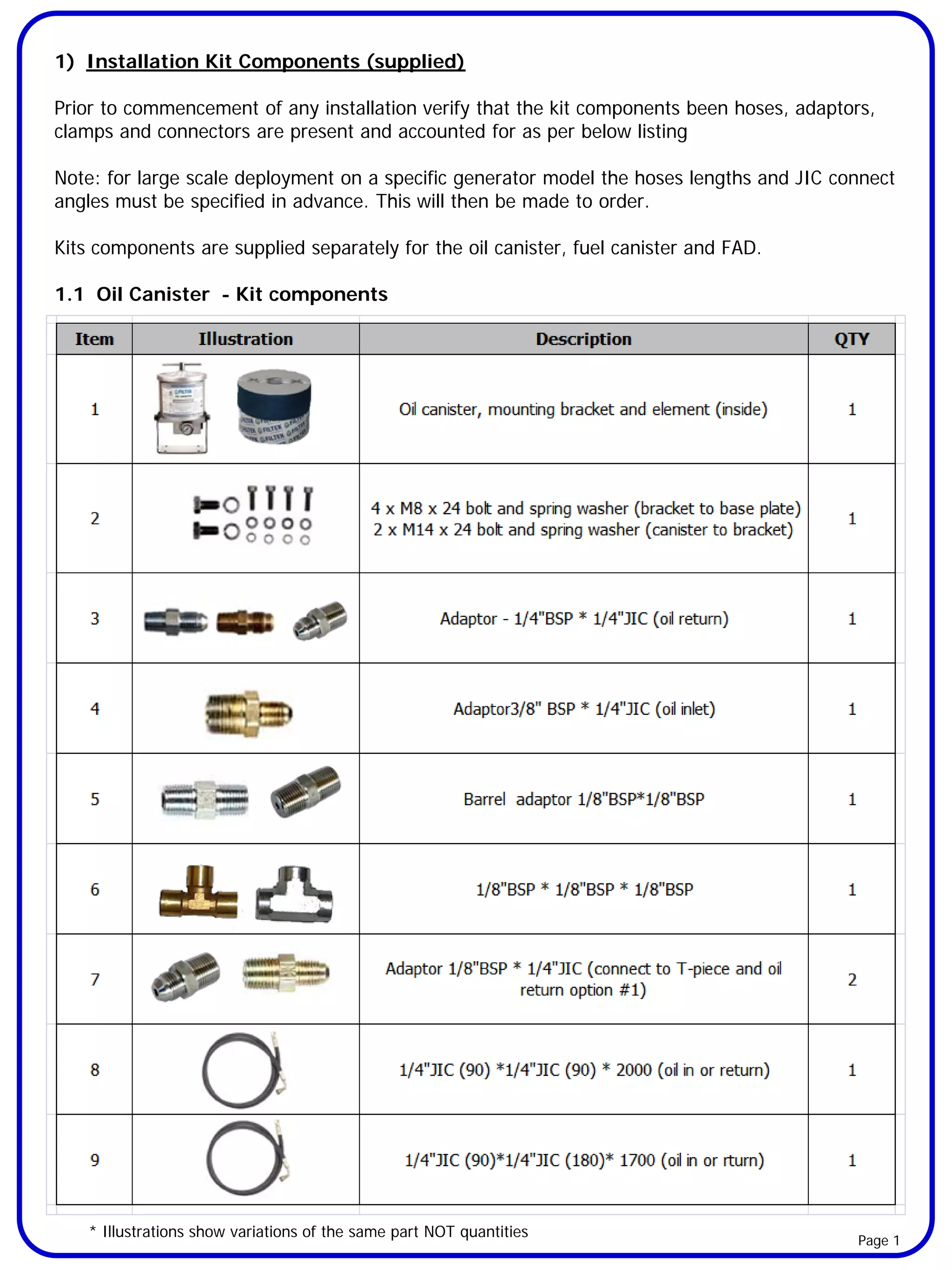 Filtek filtration system - Installation manual for generators-v2 | PDF