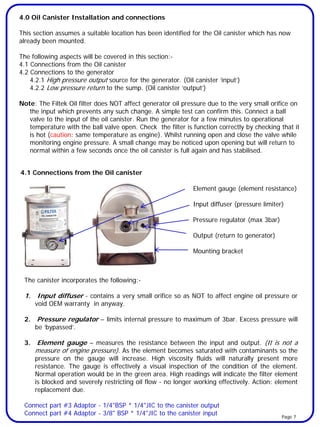 Filtek filtration system - Installation manual for generators-v2 | PDF