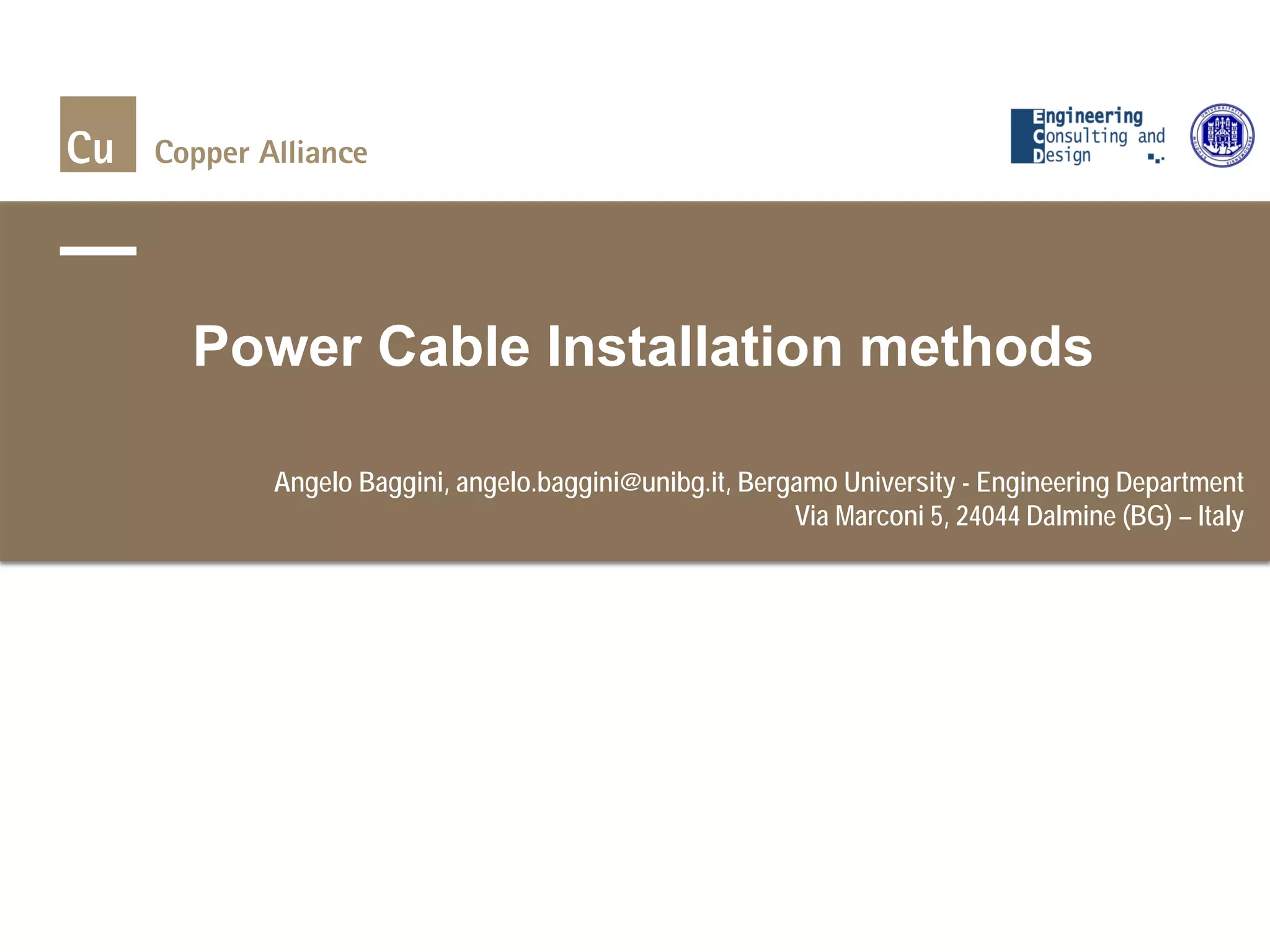 Power cable - Installation methods | PDF