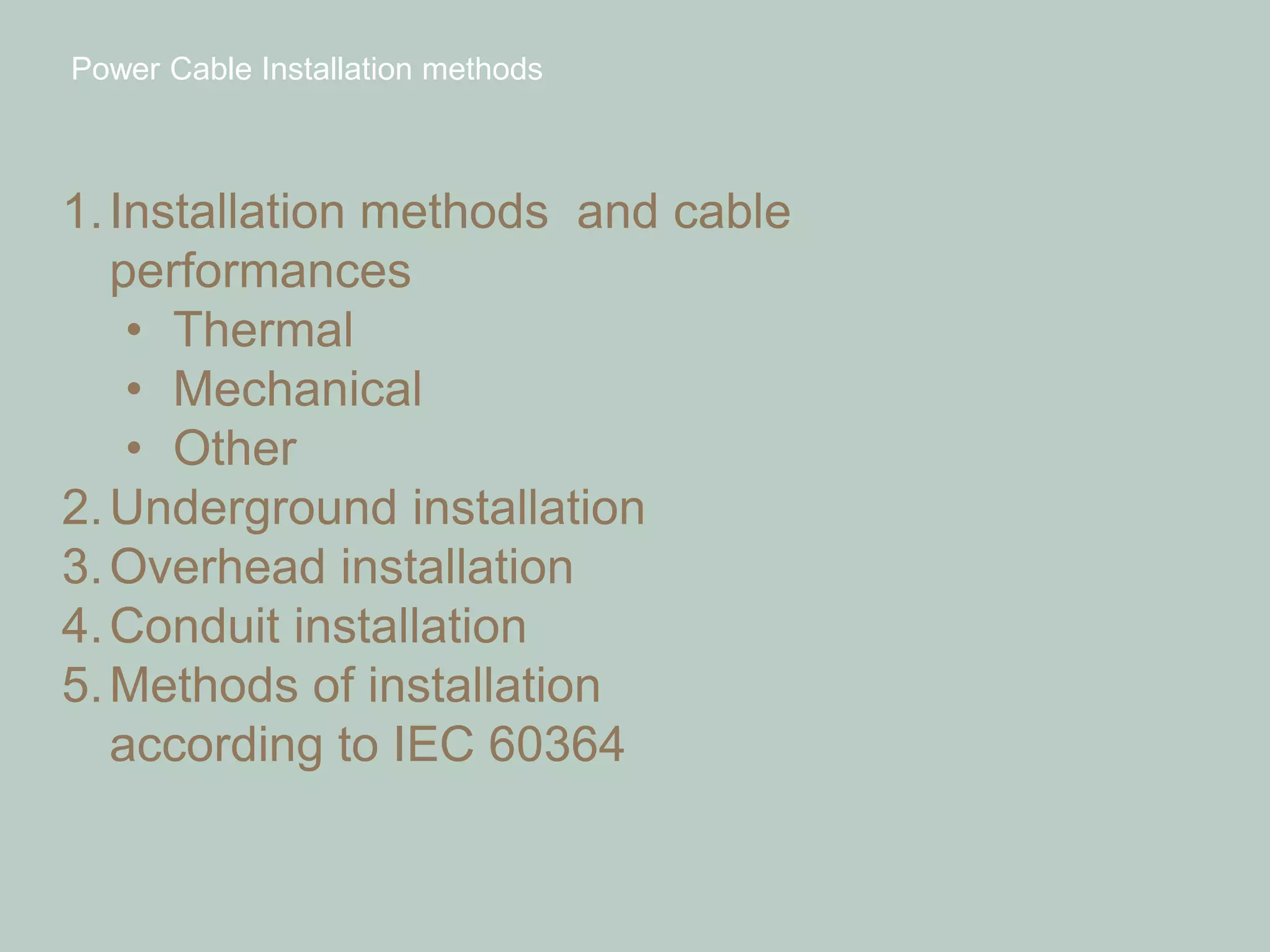 Power cable - Installation methods | PDF