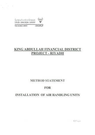 Installation of AHU.PDF | Civil Engineering Industry | Industries