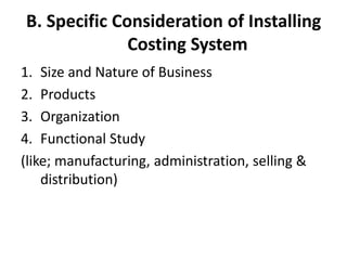 Installation of costing system | PPTX