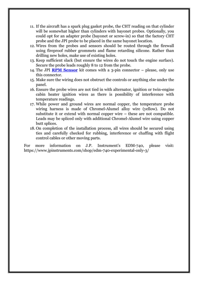 INSTALLATION OF EDM-740 IN AIRCRAFT | PDF