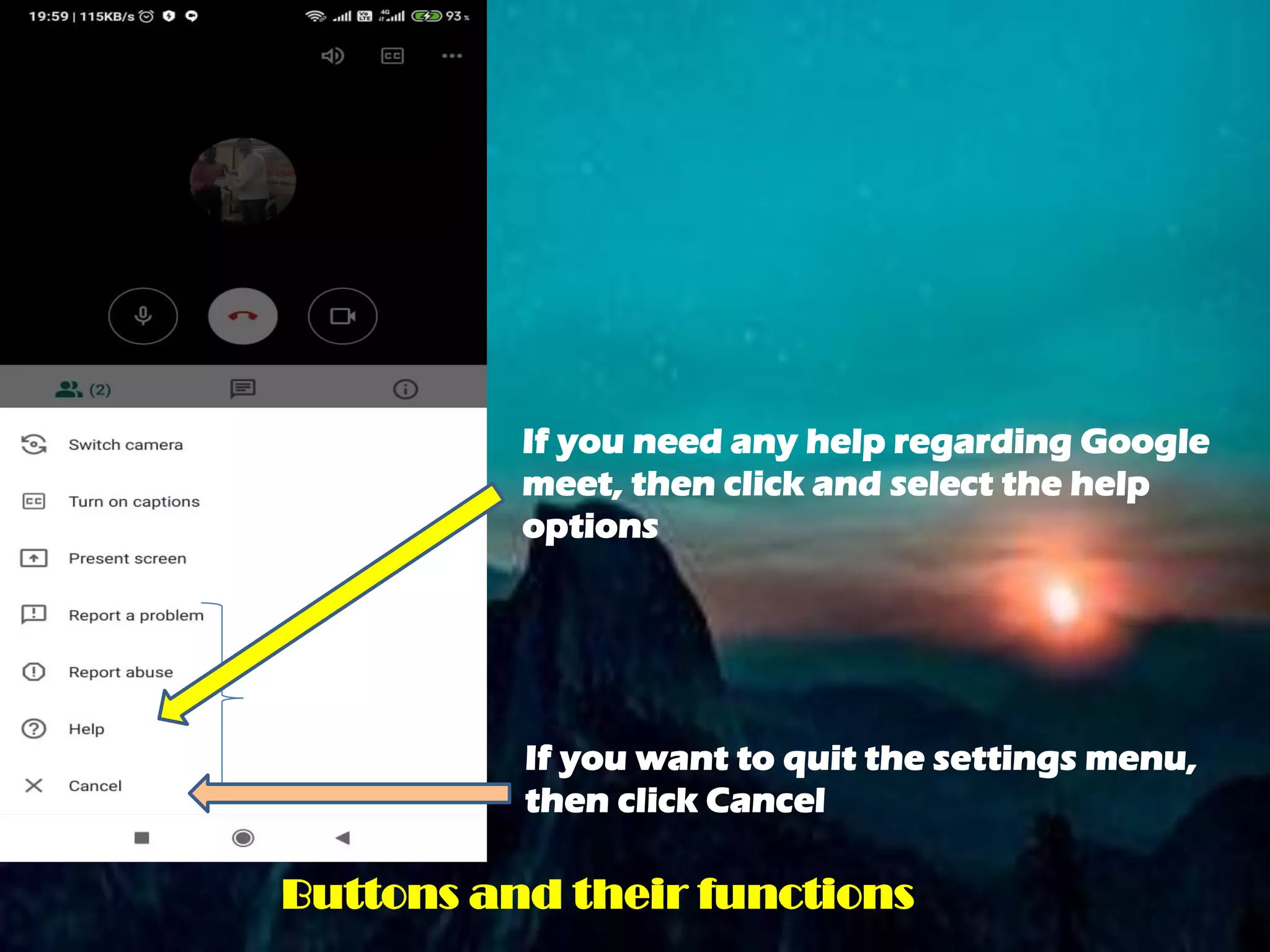 Installation of google meet in mobile, their buttons and functions ...