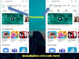 Installation of google meet in mobile, their buttons and functions | PDF