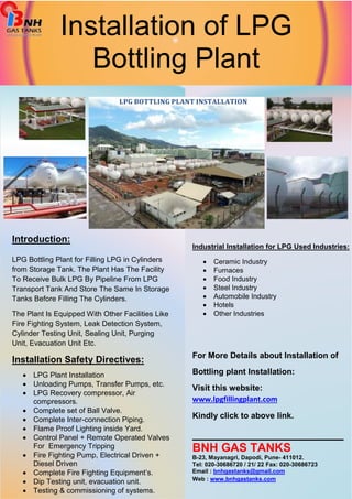 Installation of lpg bottling plant | PDF
