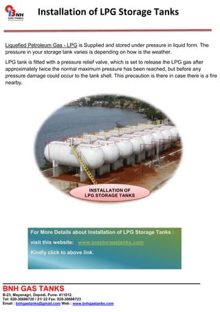 Installation of lpg storage tanks | PDF