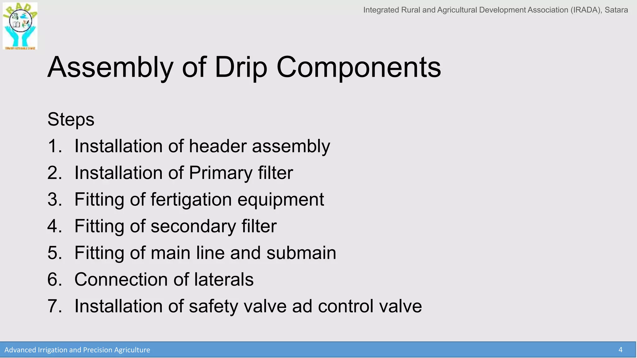 Installation of modern irrigation system | PPTX