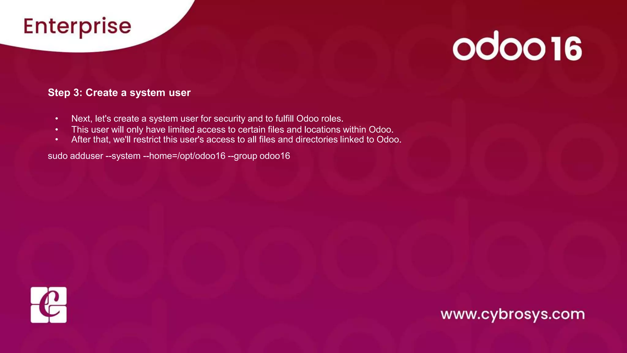 Installation of Odoo 16 on Ubuntu 20.04 LTS | Cybrosys | PPTX