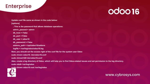 Installation of Odoo 16 on Ubuntu 20.04 LTS | Cybrosys | PPT