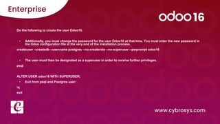 Installation of Odoo 16 on Ubuntu 20.04 LTS | Cybrosys | PPTX