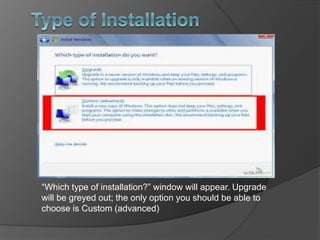 Steps for Installation of Windows 7 | PPTX