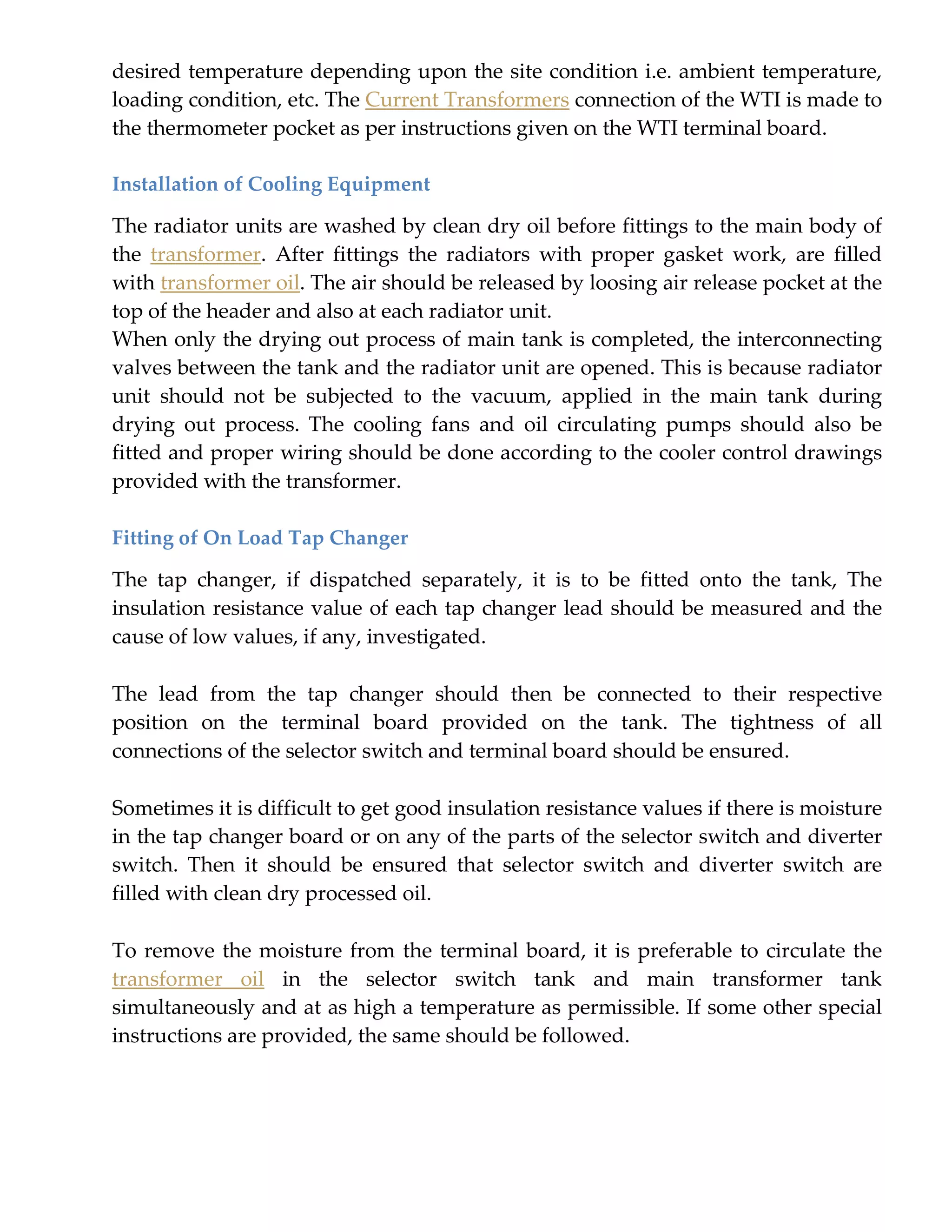 Installation of power transformers | PDF