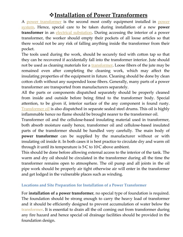 Installation of power transformers | PDF | Candle and Soap Making | Arts and Crafts