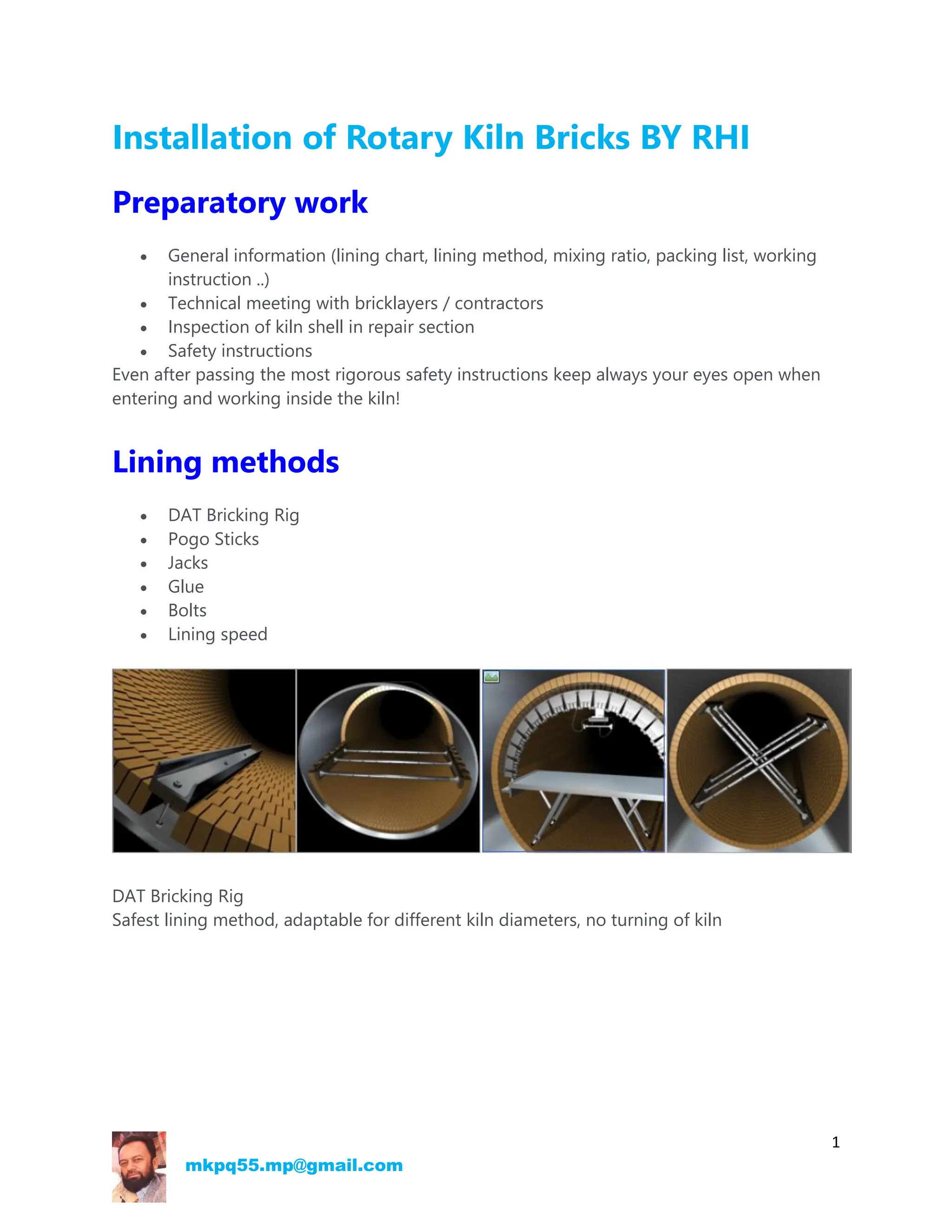 Installation of Rotary Kiln Bricks BY RHI.pdf General information ...