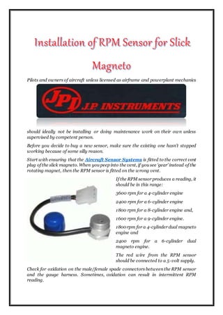 Installation of rpm sensor for slick magneto | PDF
