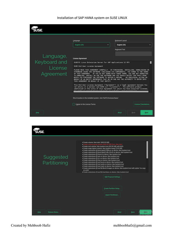 Installation Of Sap Hana Db System On Suse Linux Pdf Operating