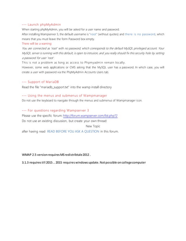 Installation of wampserver | DOCX