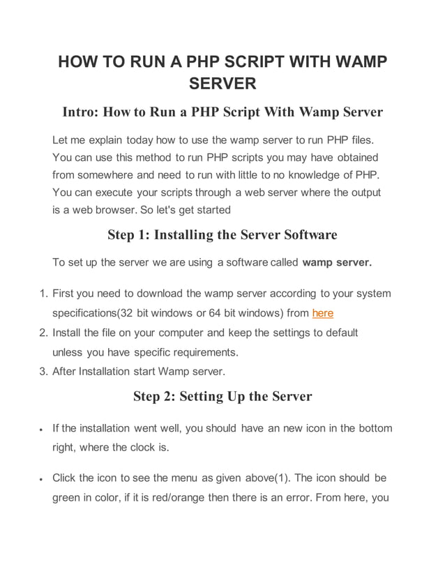 Installation of wampserver | DOCX