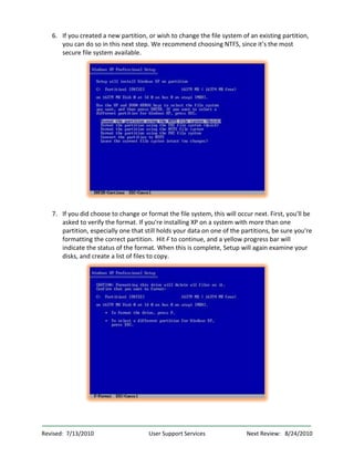 Installation of windows xp | PDF