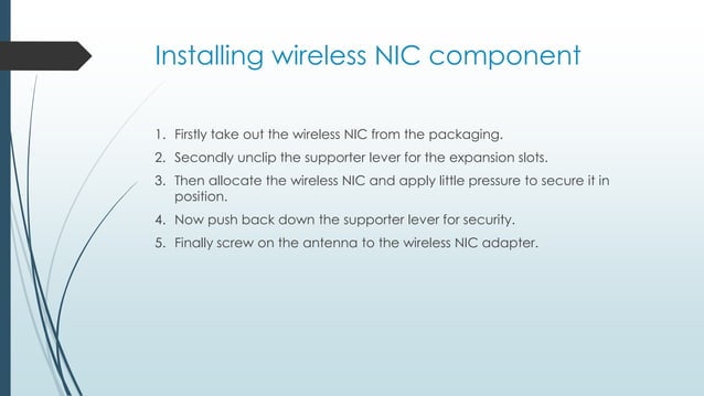 Installation and configuration of Wireless NIC | PPTX | Computer ...