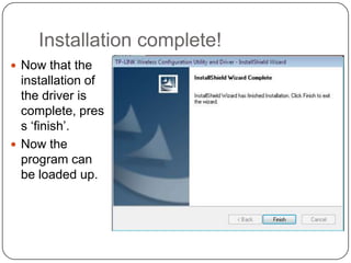 Installation of wireless NIC software | PPTX