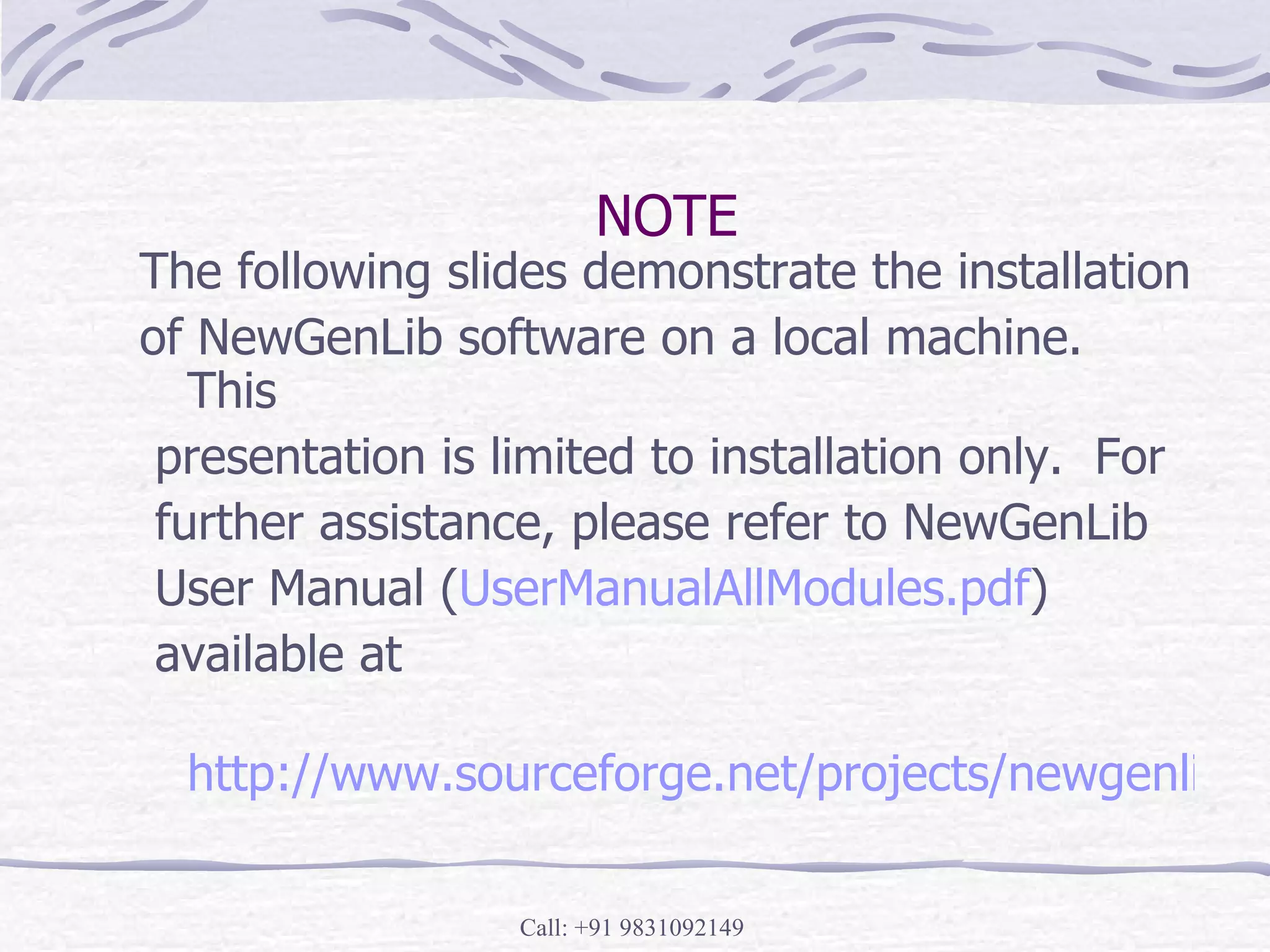 Installation Process Of New Gen Lib Oss On Windows Xp For Library Automation By Goutam Biswas | PPT