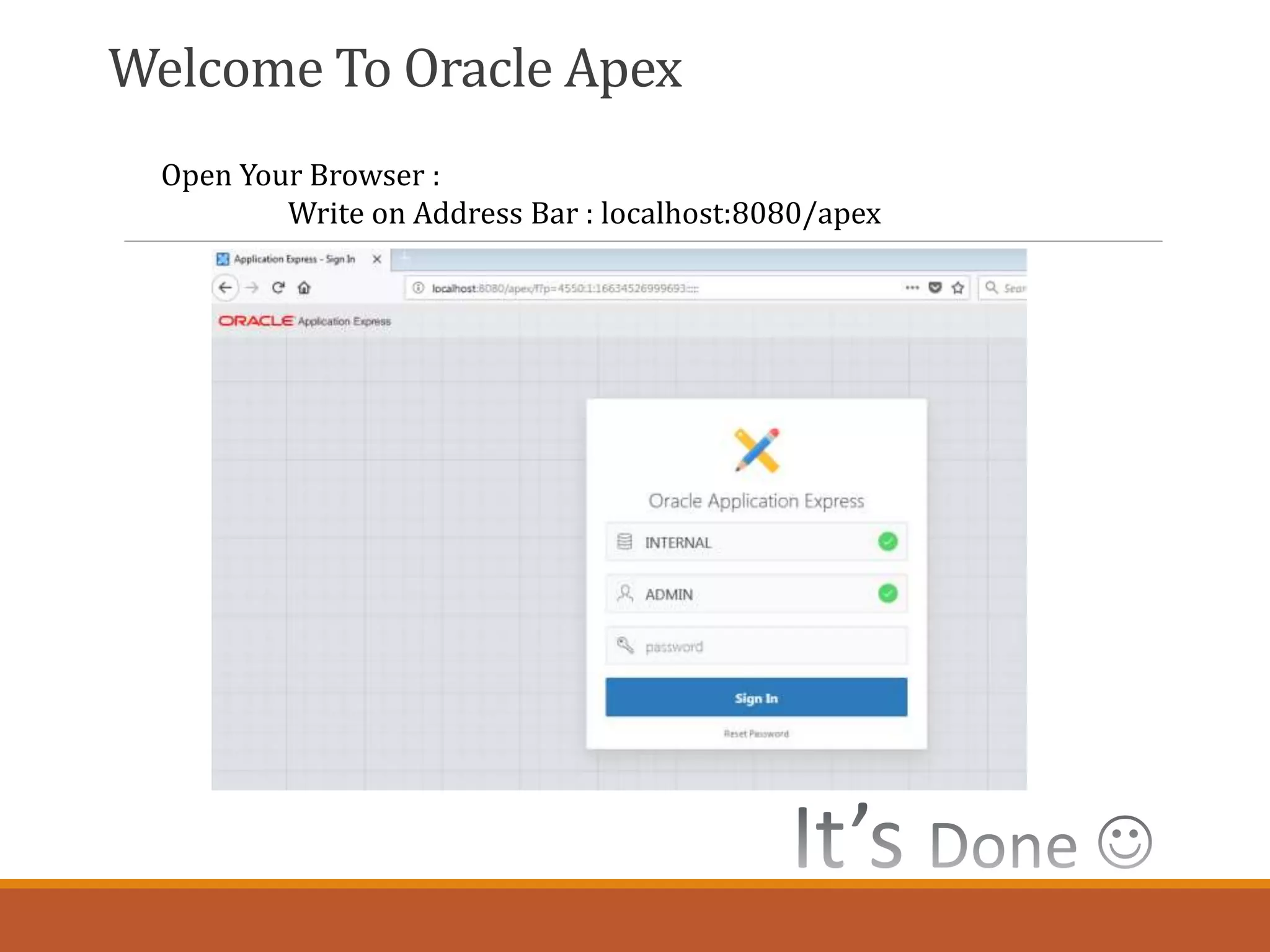 Oracle Apex Installation (EPG) | PPTX | Computing | Technology & Computing