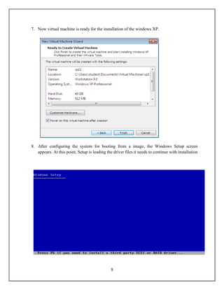 Installation steps about window server 2003 and windows XP in virtualbox | DOCX