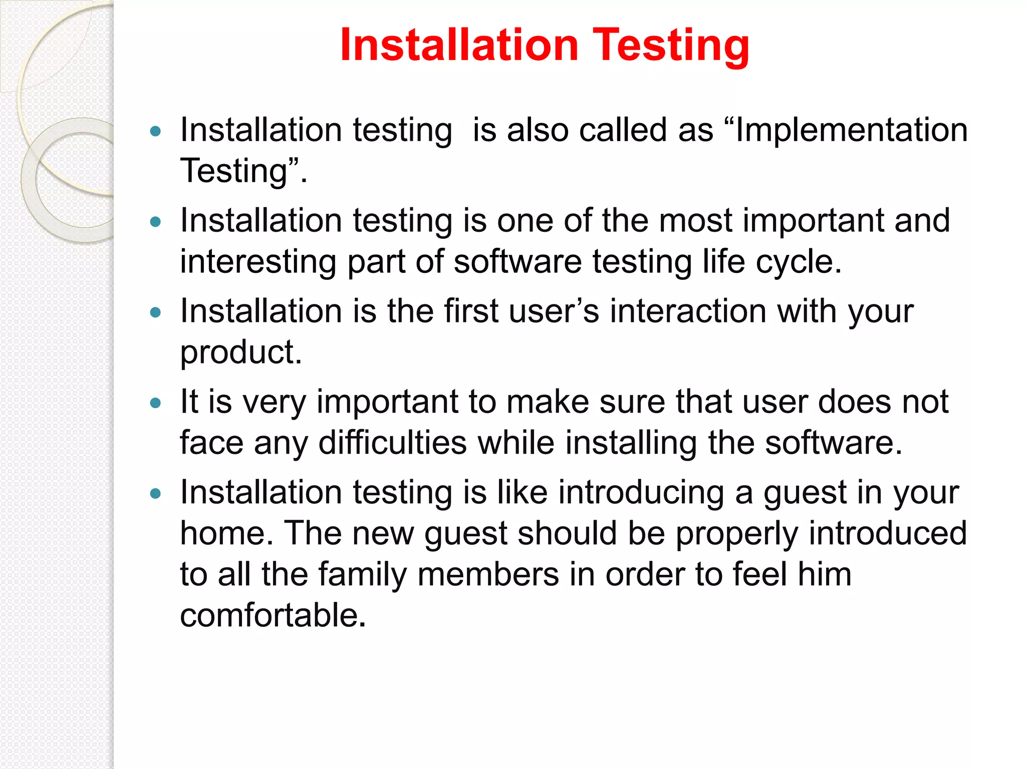 Installation testing | PPTX