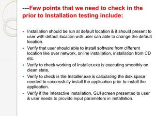 Installation testing | PPTX