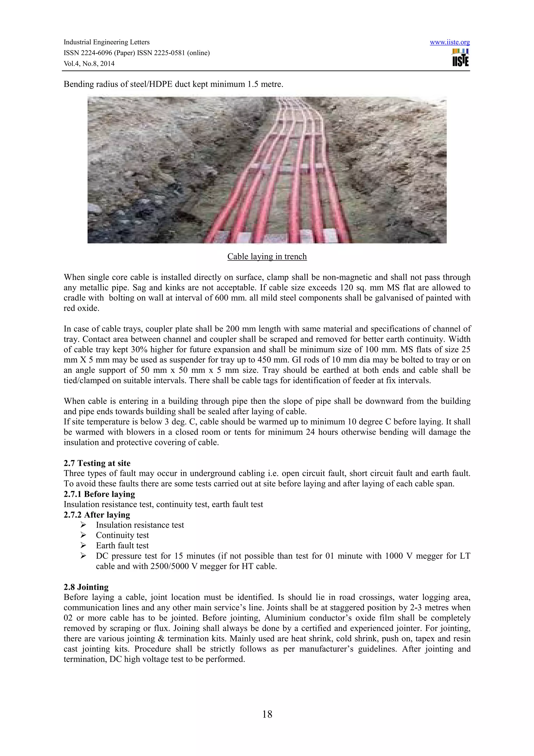 Installation, testing and jointing of lt and ht power cables up to 33 ...