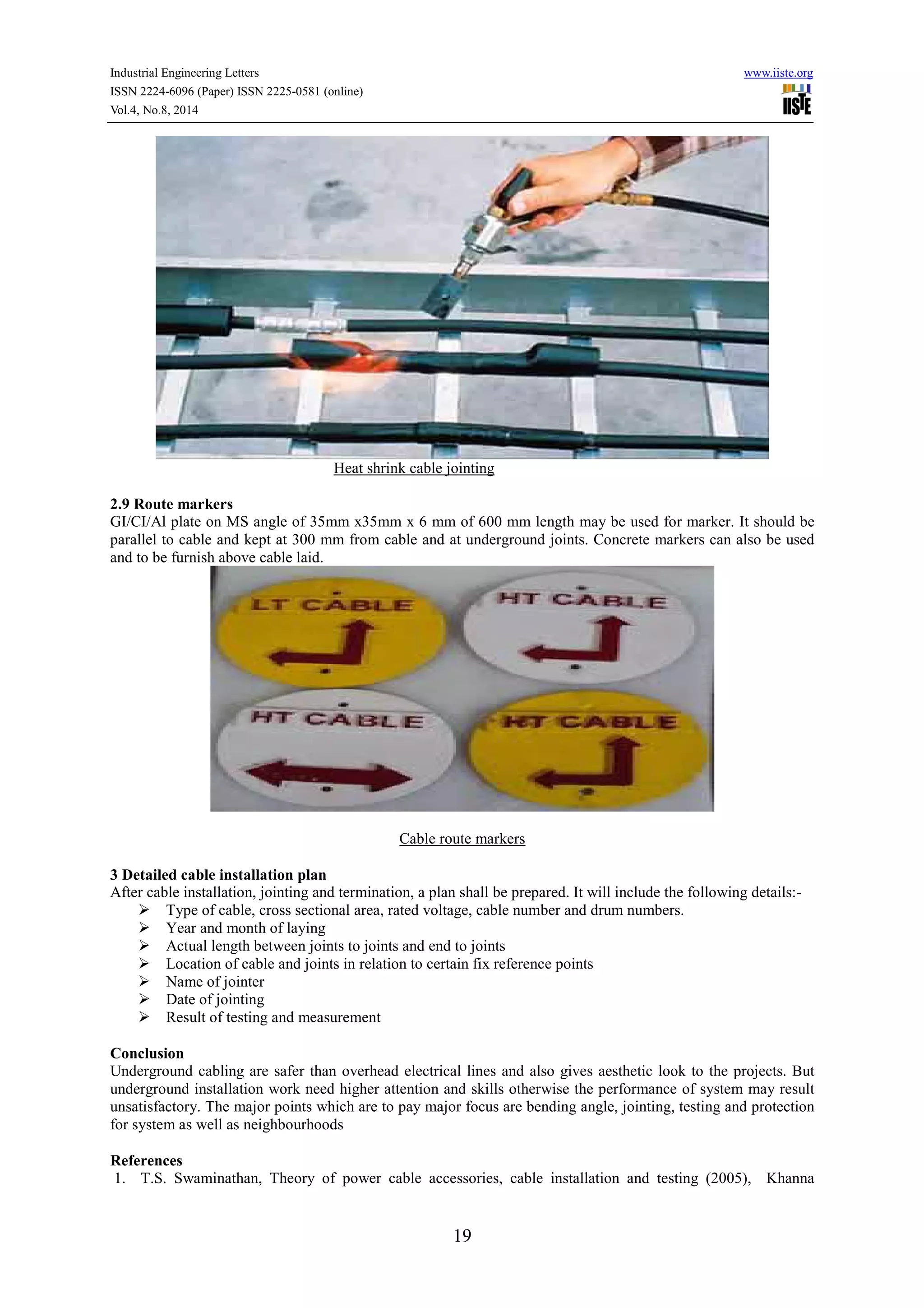 Installation, testing and jointing of lt and ht power cables up to 33 ...