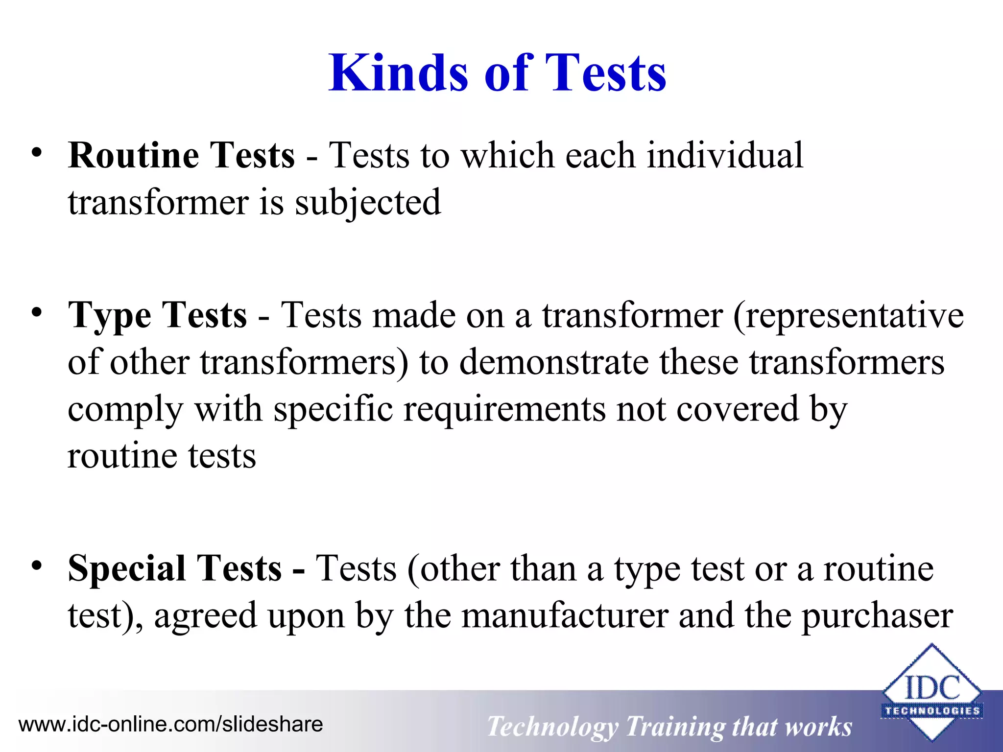 Installation, Testing and Troubleshooting of Transformers | PPT