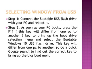 installation of Window 10 on desktop computers. | PPTX