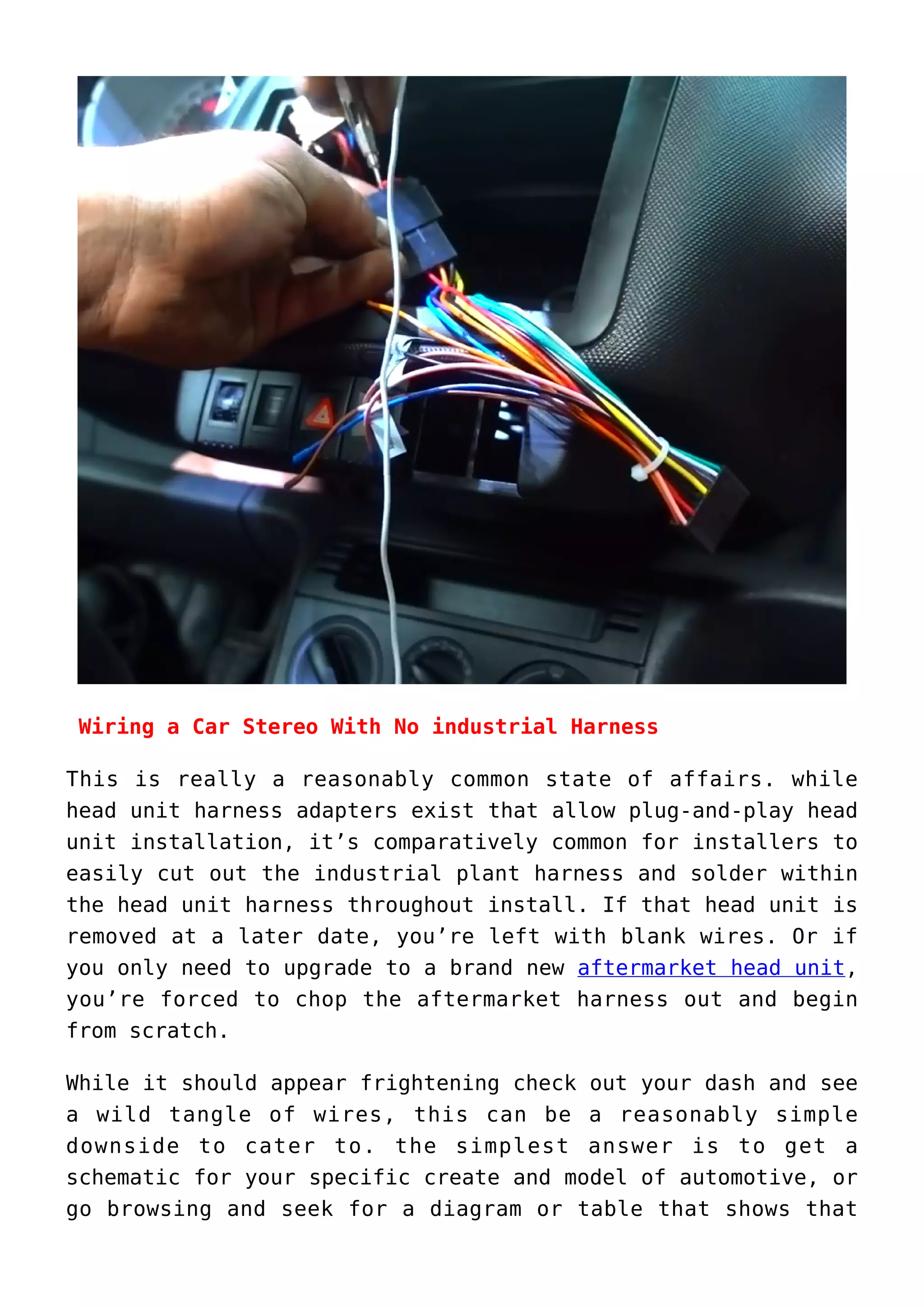 Install car radio with no wiring harness | PDF | Auto Parts | Automotive